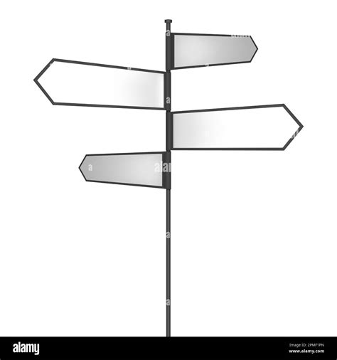 Signpost With Four Multidirectional White Blank Arrows Realistic Vector Illustration Stock