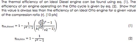 Solved The Thermal Efficiency Of An Ideal Diesel Engine Can