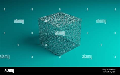 3d Illustration Of A Cracked Glass Cube Exploding In Many Small Pieces