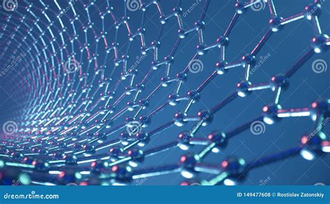 3d Illustration Structure Of The Graphene Tube Abstract Nanotechnology Hexagonal Geometric Form