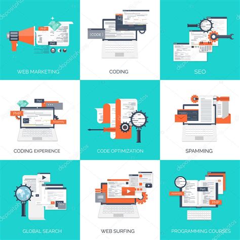 Ilustración Vectorial Fondo De Computación Plana Programación Codificación Desarrollo Web Y