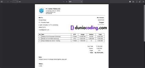 Aplikasi Tagihan Invoice Berbasis Web Php
