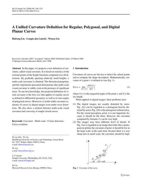 Pdf A Unified Curvature Definition For Regular Polygonal And Digital Planar Curves