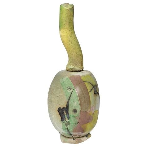 Ceramic Box With Abstract Glaze Decoration By David Miller Circa 1990
