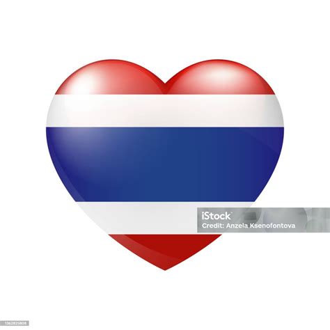 Vektor Thailand Bendera Ikon Hati Lambang Mengkilap Thailand Simbol