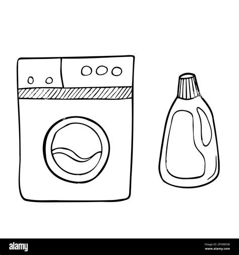 Composition With Hand Drawn Laundry Icons Collection Of Sketched