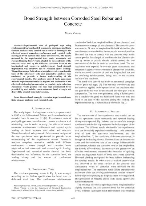Pdf Bond Strength Between Corroded Steel Rebar And Papers