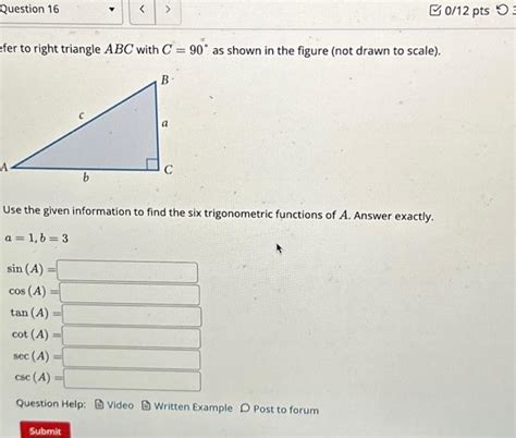 solved refer to right triangle abc with c 90∘ as shown in
