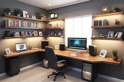 Premium Photo Stylish Room Interior Computer Workspace With Modern