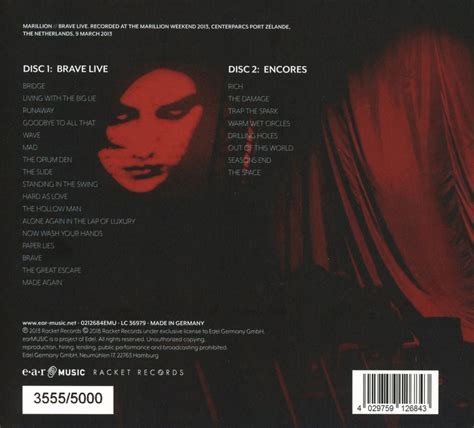 Marillion Brave Live Limited Numbered Edition 2018 2 Cds Jpcde