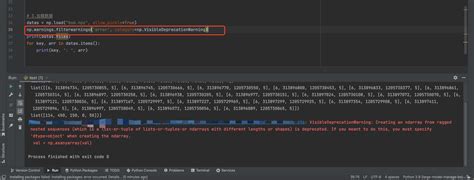Numpy之 警告visibledeprecationwarning Creating An Ndarray From Ragged