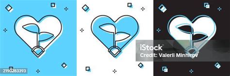 환경 보호 아이콘의 중심에 놓인 잎은 파란색과 흰색 검은 색 배경에 고립되어 있습니다 씨앗과 묘목 묘목 심기 생태학 개념 벡터 개념에 대한 스톡 벡터 아트 및 기타 이미지