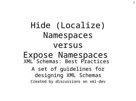 Ppt 1 Hide Localize Namespaces Versus Expose Namespaces Xml Schemas