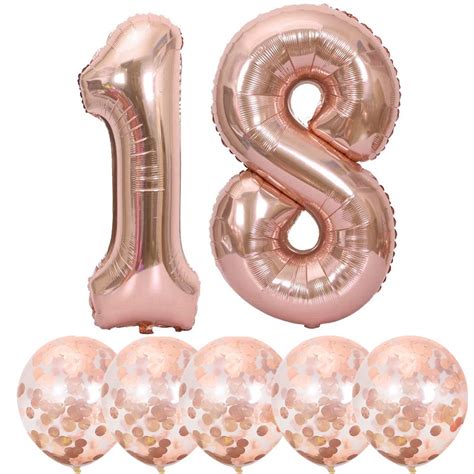 Number 18 And Rose Gold Confetti Balloons 40 Inch Rose Desertcart Bahrain