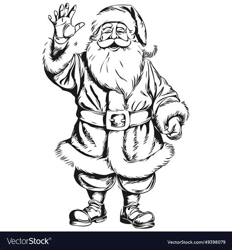 Santa Claus Vintage Engraved Line Art Detailed Vector Image