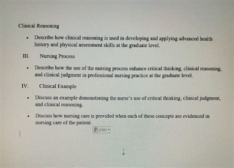 Solved Clinical Reasoning Describe How Clinical Reasoning