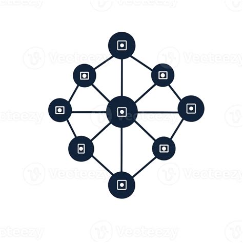 Network Diagram With Interconnected Nodes And Lines Representing System Or Process Central
