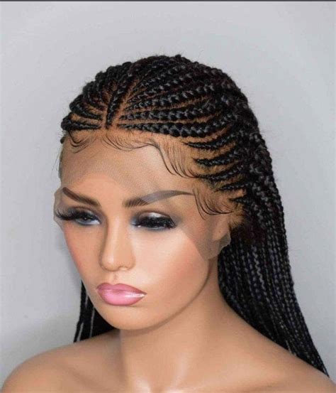Handmade Full Lace And Frontal Cornrow Braided Wig Ghana Weaving