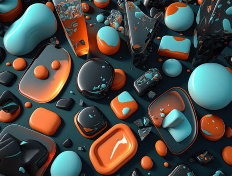 Premium Photo Abstract Background With Geometric Shapes In Shades Of Cyan Blue And Coral