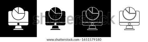 Set Computer Monitor Graph Chart Icon Stock Vector Royalty Free