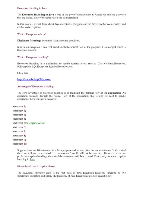 Exception Handling In Java In This Tutorial We Will Learn About Java Exceptions Its Types