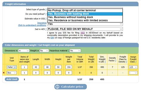 U S LCL Freight Calculator Online