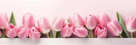 Vibrant Pink Tulips In A Row Creating A Perfect Border For Spring