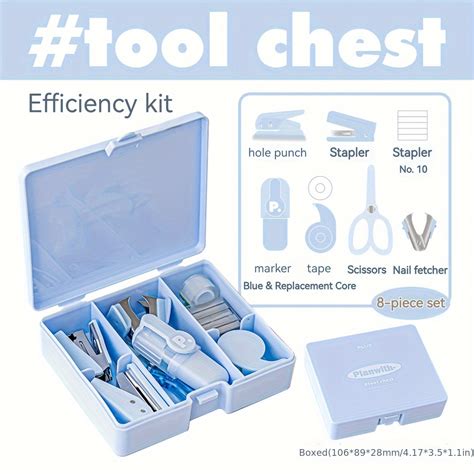 테무 Temu 8pcs 미니 스테이플러 홀 펀치 다기능 문구 상자 학교 용품 문구 세트 학교 사무용품 1 세트 위시버킷