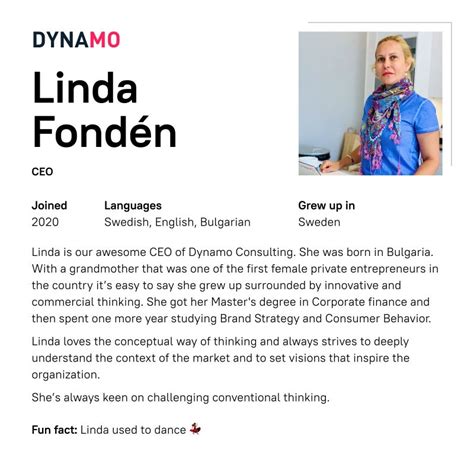 Dynamo Consulting On Linkedin Meet The Dynamates Eighth Edition Linda Fondén
