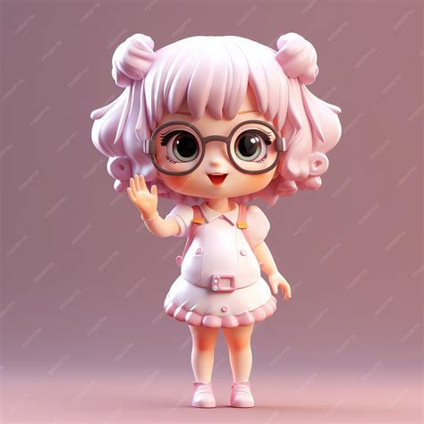 Premium Photo A Super Chibi Dreamy Girl Full Body And Curly Hair In