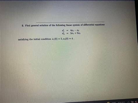 Solved 5 Find General Solution Of The Following Linear