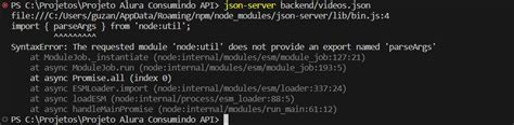 Erro Ao Executar O Comando Json Server Watch Backendvideosjson Javascript Consumindo E