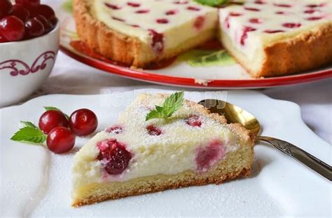 Вишневый пирог из песочного теста с творогом Рецепт пирога с вишней пошаговые фото Все Блюда