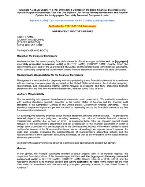 Example A 3 Slg Chapter 14 17 Unmodified Opinion On The In Internal Control Audit Report