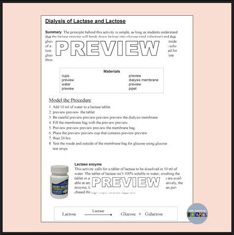 Lactase Lactose Dialysis Activity Experiment Lab Digestive Enzymes Carbohydrates Made By Teachers