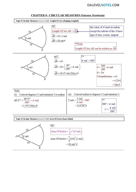 Circular Measure IGCSE CIE English Studocu