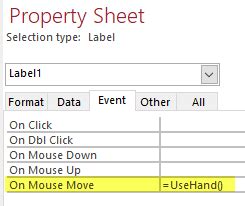 UseHand Changing The Mouse Cursor In Microsoft Access