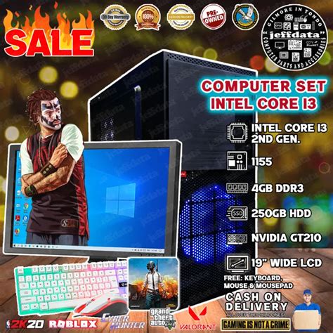 Computer Set I3 2nd Gen 4gb Ram 250gb Hdd Nvidia Gt210 19wide Lcd Led Keyboard Mouse Black Case