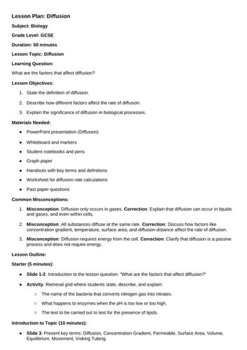 Igcse Biology Edexcel Diffusion Teaching Resources