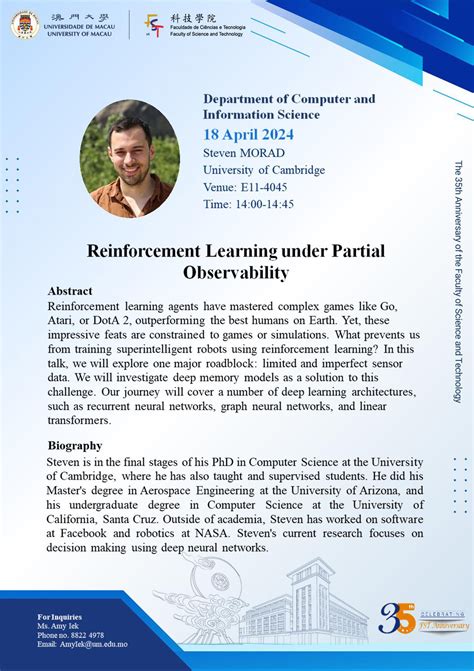 Reinforcement Learning Under Partial Observability Speaker Steven Morad From University Of