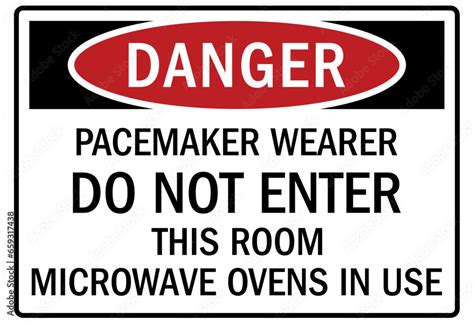Pacemaker And Magnetic Hazard Warning Sign And Labels Pacemaker Wearer