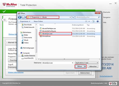 Einstellen Der Mcafee Total Protection Firewall Akrutosync