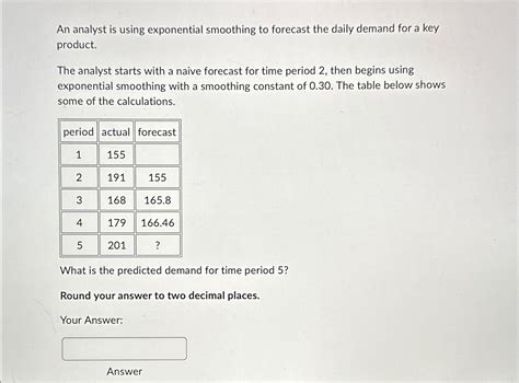 Solved An Analyst Is Using Exponential Smoothing To Forecast