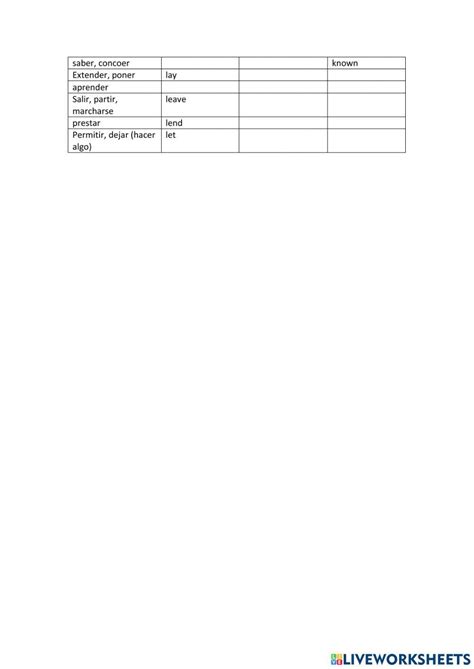 Verbos Irregula Free Interactive Worksheets 2233972