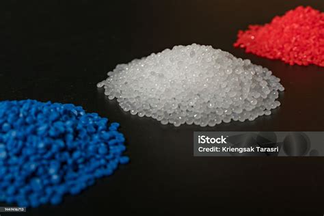 Closeup Of Plastic Polymer Granules Hand Hold Polymer Pellets Polymer