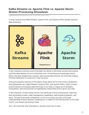 Stream Processing Showdown Kafka Streams Vs Apache Flink Vs Course Hero