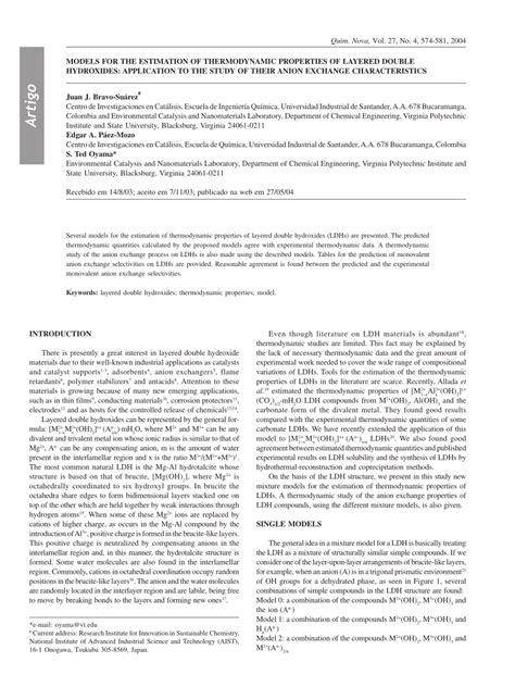 Pdf Review Of The Synthesis Of Layered Double Hydroxides A Thermodynamic Approach