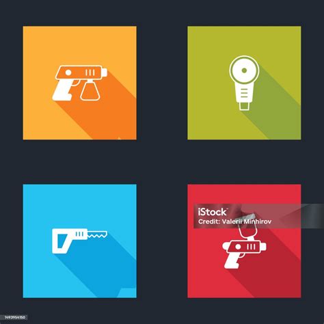 페인트 스프레이 건 앵글 그라인더 왕복 톱 및 아이콘을 설정합니다 벡터 각도에 대한 스톡 벡터 아트 및 기타 이미지 각도