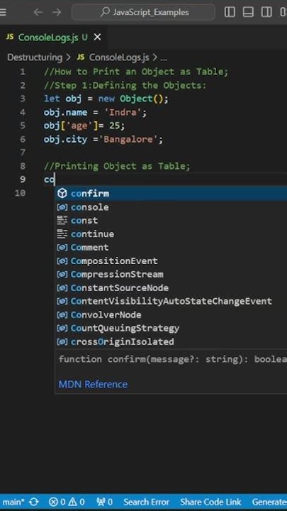 Javascript Objects As Tables Js Console Logging Short Shorts