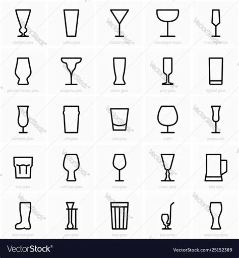 Bar Glasses Icons Vector Image On Vectorstock